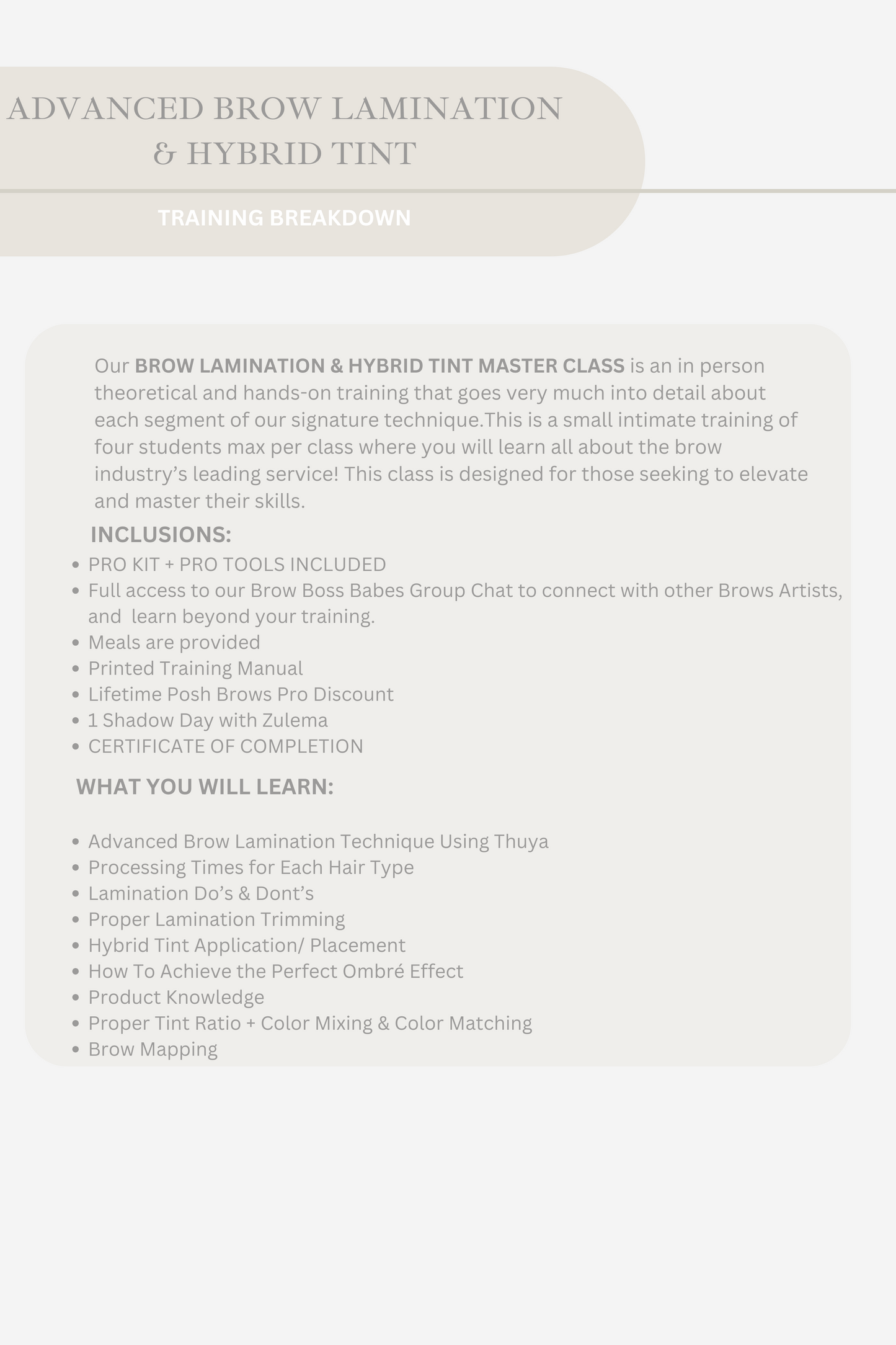 Los Angeles Advance Brow Lamination + Tint Masterclass – POSH BROWS